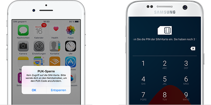 Gerät/SIM entsperren & PUK Code finden | Swisscom Hilfe